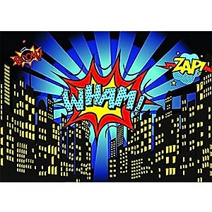 Fanghui 7x5FT Vinyl Superhero Photography Backdrops City Photo Studio Props Booth Background Superhero Themed Party Decoration Supplies Backdrop fh018