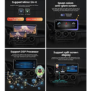 Android 12 Double Din Stereo Car GPS Multimedia Radio for Mercedes-Benz C-Class W205 GLC V-Class Car Stereo Head Unit Support 4G WiFi Bluetooth SWC Carplay,Qualcomm 450 4+64GB 12.5 inch