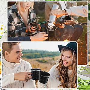 6 Pcs Enamel Camping Mugs Small Coffee Mugs Cups Portable Vintage Tea Cups Campfire Camping Mugs Bulk with Handle for Coffee Tea Home Picnic Travel Indoor and Outdoor Activities,12 oz (Black)