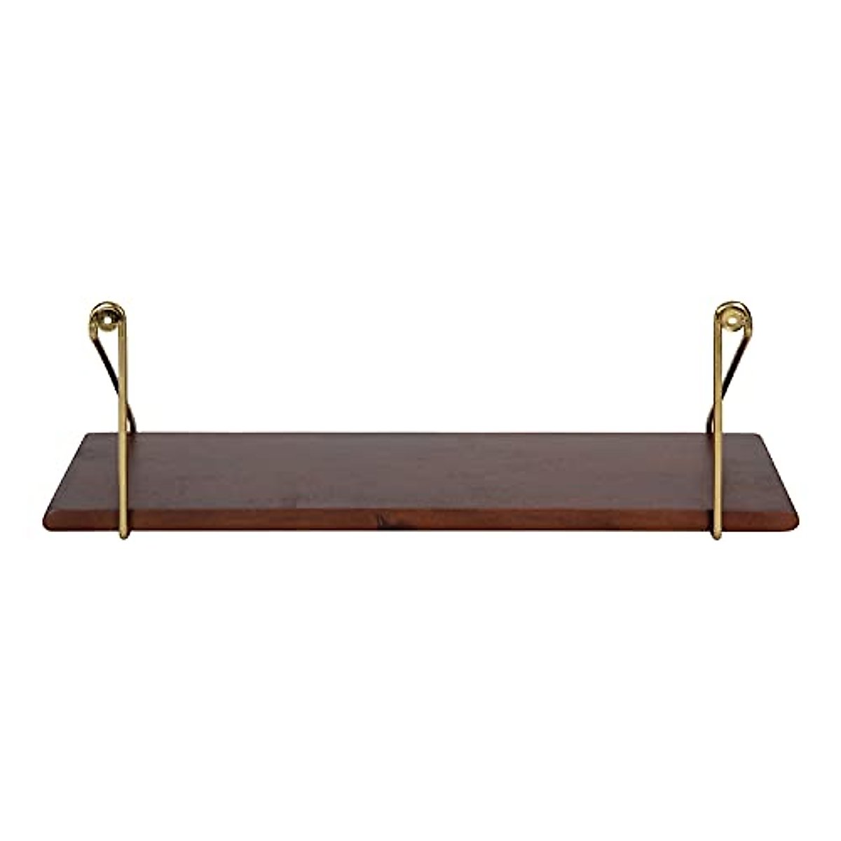 Kate and Laurel Palone Modern Wall Shelf, 24, Walnut and Gold, Minimal Transitional Shelf for Storage and Display