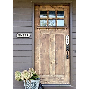 Ziolte Set of Enter exit Cast Iron Gate Sign Plates, Rustic Gate Plaques in White and Black, 2.25 x 7.4 Inches Each; Includes Mounting Hardware…