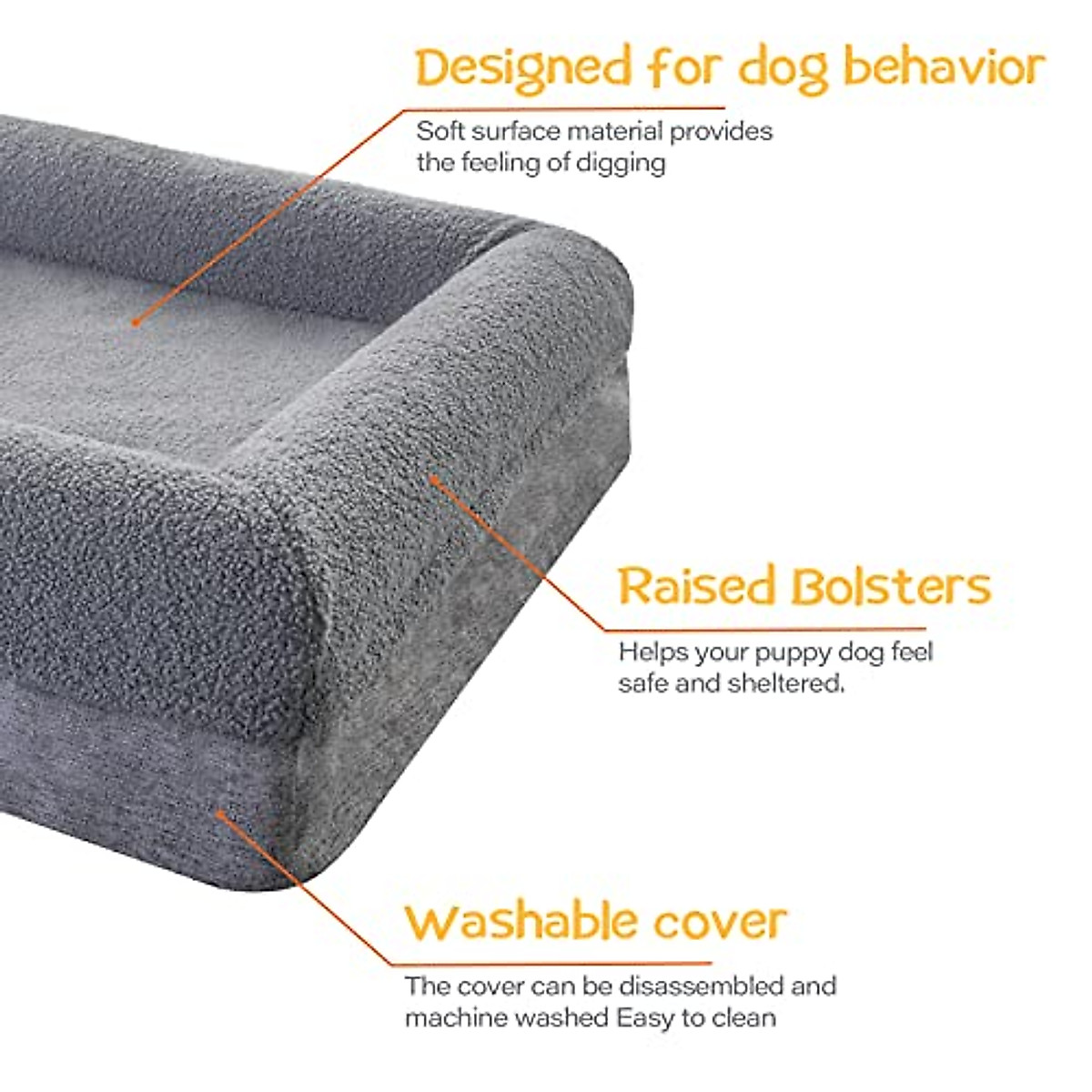 Hygge Hush Dog Beds for Extra Large Dogs, Orthopedic Large Dog Bed Memory Foam Soft Pet Sofa Waterproof Dog Bed Durable Pet Bed with Non-Skid Bottom and Washable Removable Cover Dog Bed for Crate