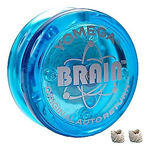 Yomega The Original Brain - Professional Yoyo for Kids and Beginners, Responsive Auto Return Yo Yo Best for String Tricks + Extra 2 Strings & 3 Month Warranty (Blue)