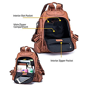 Roulens Women's Fashion Backpack Purse PU Leather Anti-theft Large Travel Shoulder Bag Ladies Shoulder Fashion Bags