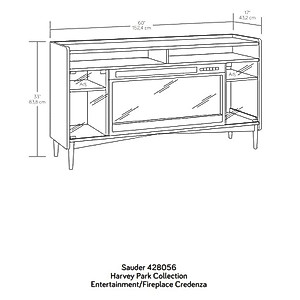 Sauder Harvey Park Fireplace TV Credenza with Glass Doors, Jet Acacia Finish