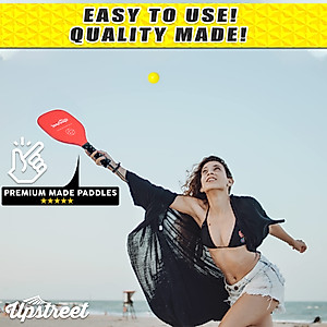 Upstreet Wood Pickleball Paddle Set | Pickleball Set or Pickleball Rackets Include Sling Bag, Ideal Indoor and Outdoor Pickle Ball Paddles for Men, Paddle Ball or Pickleball Paddles Set of 4 (Beach)
