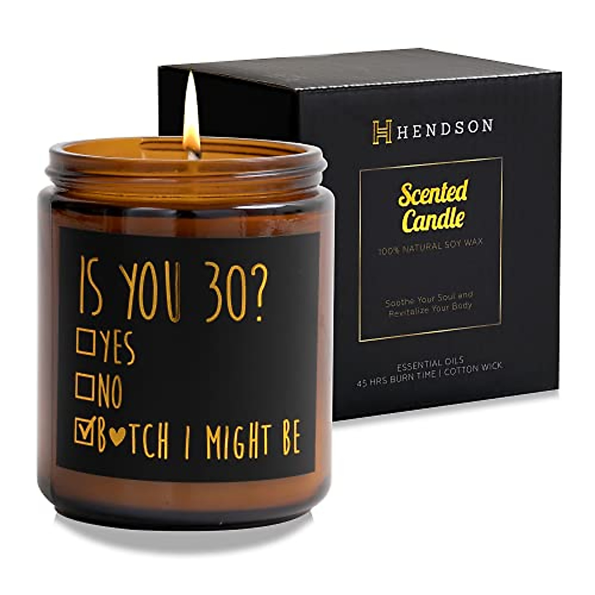 30th Birthday Gifts for Women - Turning 30 Year Old Happy Birthday Candle Bday Gift Ideas for Wife, Mom, Daughter, Sister, Aunt, Best Friends, Coworkers - Hendson Scented Candles