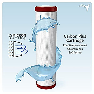 AquaticLife 10-Inch Sediment, Carbon Block and Carbon Plus Chloramine Water Filter Replacement Cartridge Kit for RODI System Reverse Osmosis Deionization Filtration Unit