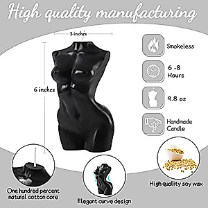 Body Candle Female Torso Candle 6'' Shaped Candles Aesthetic Candle Soy Candle Home Decor for Bathroom Bedroom Valentine's Day Gift for Home Spa Wedding Women Birthday（Black