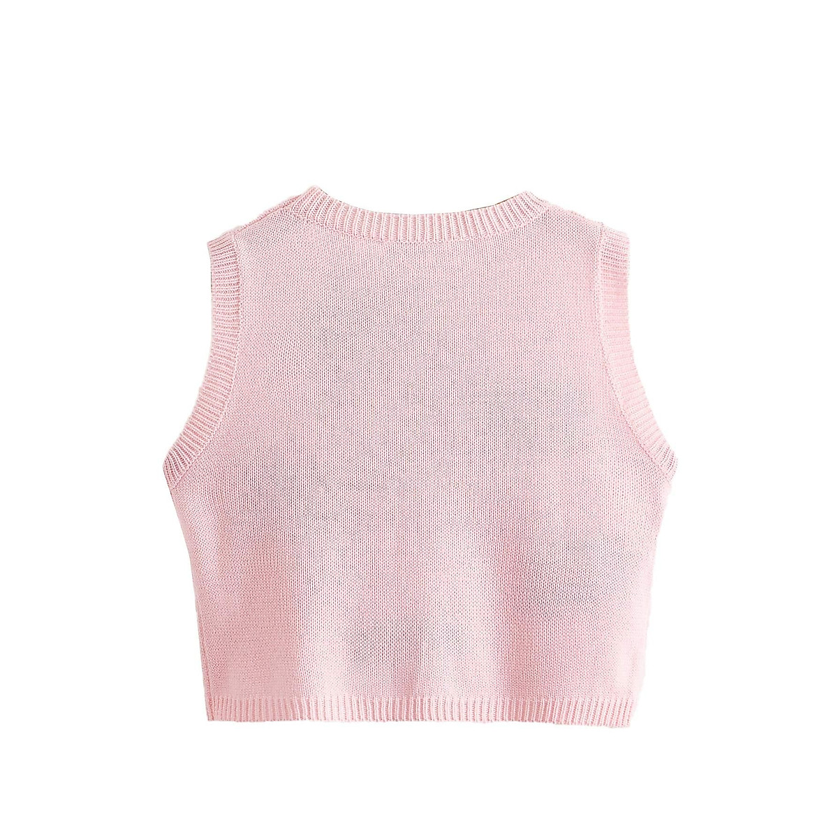 Floerns Women's Sleeveless Round Neck Cute Strawberry Sweater Vest Crop Shirt Top Pink S