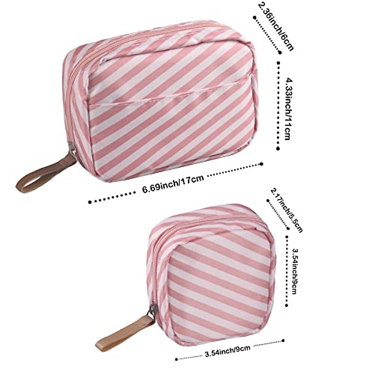 DSDFIDn Makeup Bag Lazy Cosmetic Bag Travel Toiletry Bag for Purse Small Makeup Headphone Lipstick Bag with Zipper Waterproof Travel Accessories for Women Pink Stripe