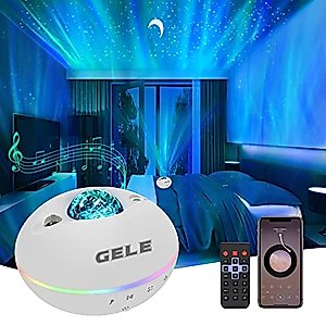 Star Projector, Galaxy Projector for Bedroom, Aurora Night Light Projector with Remote Control, Bluetooth Music Speaker, Timmer, Northern Lights Projector for Home Decor Bedroom/Ceiling/Party (White)