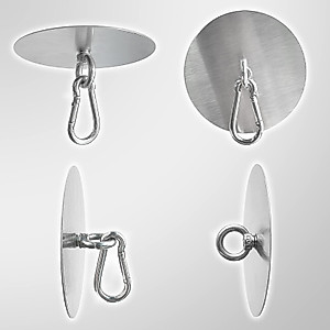 Adhesive Ceiling Hooks Stainless Steel Sticky Pad Eye Plate Snap Hooks Wall Hooks Wind Chime Hanger for Hanging Plants Wind Spinners Decorations in Bathroom Kitchen Porch RV Nail-free No Drill
