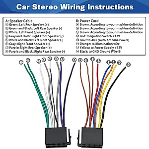 ISO Radio Power Speaker Wiring Harness Replacement for Boss Jenson Pioneer Leadfan SJOYBRING Bluetooth Car Stereo Power Speaker Adapter