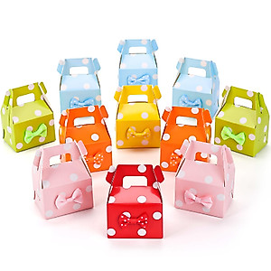 HONEYGIFTS 30PCS Polka Dot Favor Boxes, Gable Treat Boxes Small Candy Boxes Colorful Polka Dot Boxes Party Supplies for Kids Snacks Candy Birthday Party Wedding