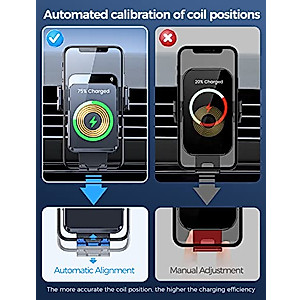 Wireless Car Charger,【1s Auto-Clamping & Never Fall Off】 15W Qi Fast Charging, Air Vent Car Phone Mount Wireless Charging for iPhone 13 Pro Max/13Pro/13/12/11, Samsung Galaxy S22 Ultra/S22/S21, etc