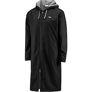 Speedo womens Parka Jacket Fleece Lined Team Colors Swimsuit, Speedo Black, Small US