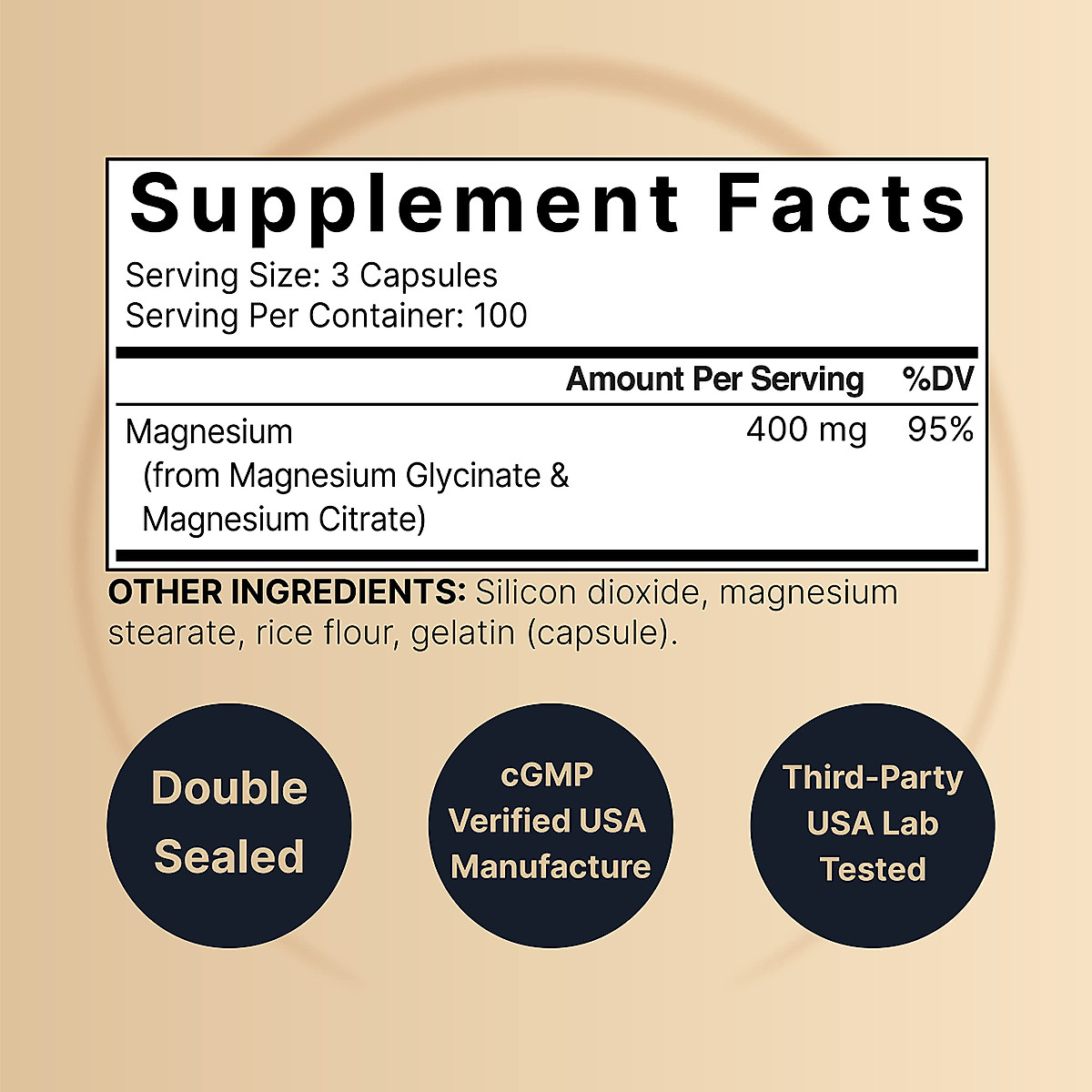 Magnesium Complex 400mg Supplement, 300 Capsules | Magnesium Glycinate + Citrate Elemental Forms – Essential Minerals for Heart, Muscle, & Digestion Support – Non-GMO & No Gluten