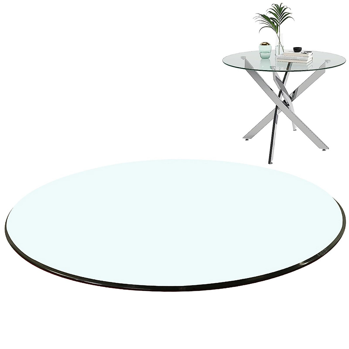 SAGIDAR Round Tempered Glass, Tempered Glass Round Table Top, Round Table Top, Kitchen Furniture, Glass Table Top for Dining Table, Clear Round Glass Top, 15IN 20IN 30IN 35IN 40IN
