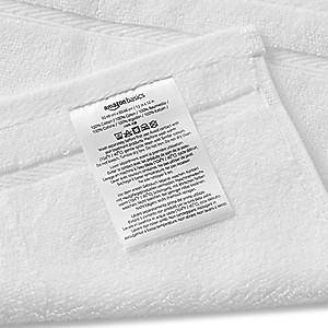 Amazon Basics Cotton Washcloths, Made with 30% Recycled Cotton Content - 12-Pack, White