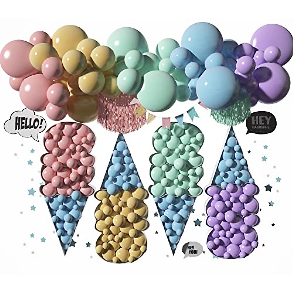EUOPHYM 112 Pcs Pastel Balloon Garland Kit, Balloon Arch Kit,5'' 18'' Macaron Easter Balloon Garland Decorations Magical Rainbow Balloon Wedding Birthday Anniversary Mermaid Party Graduation Wedding