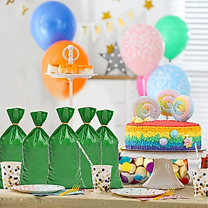 Lecpeting 100 Pcs Cellophane Treat Bags Plastic Goodie Storage Bags Party Favor Candy Bags with Twist Ties for Gift Wrap Birthday Wedding Baby Shower Christmas Party Supplies (Green)