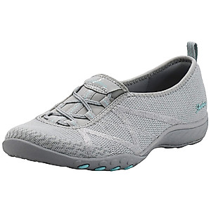 Skechers Women's Breathe Easy-A Look Sneaker, Grey/Aqua 8 W