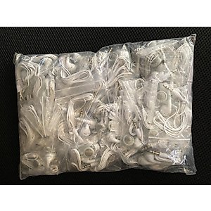 LowCostEarbuds Pack of 50 White/Gray 3.5mm in Ear Earbuds/Headphones/Earphones