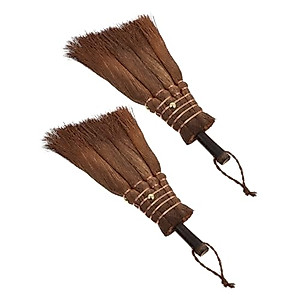 2pcs Small Broom Manual Broom Sweeping Hand Handle Broom Small Whisk Broom Counter Broom Desk Cleaning Broom Kitchen Countertop Broom Office Table Dust Brush Light Brown Wood MERRYHAPY