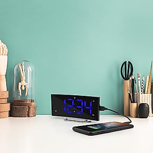 La Crosse Technology Curved Blue LED Atomic Dual Alarm Clock, 1.8 Inch (617-249)