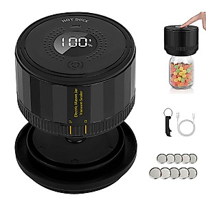 HOTDUCK Auto Stop Electric Mason Jar Vacuum Sealer, 2024 Upgrade Smart Vacuum Sealer Kit for Wide Mouth and Regular Mouth Mason Jars,Portable Vacuum Sealer for Jars
