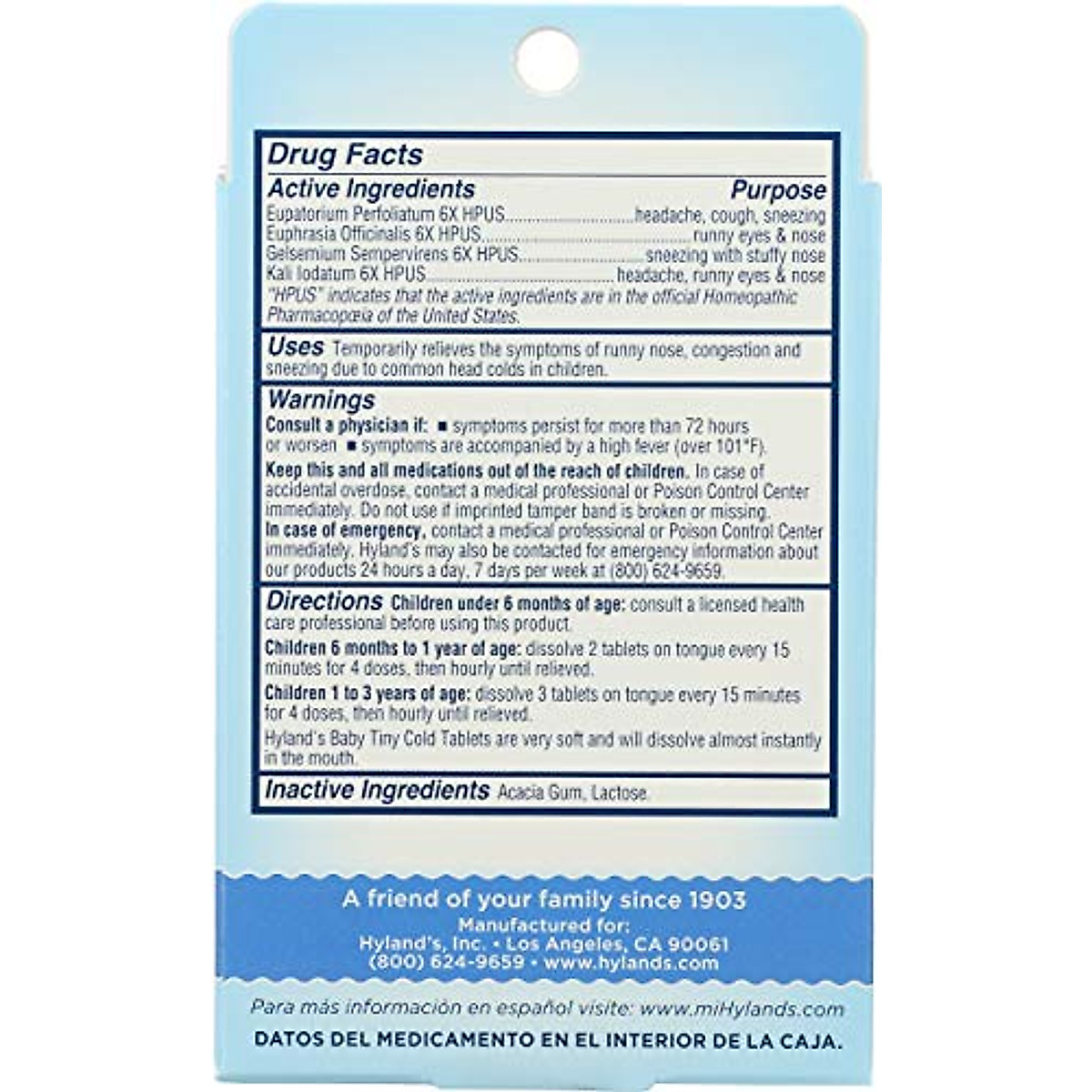 Hyland's, Baby Tiny Cold, 125 Tablets