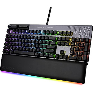 ASUS ROG Strix Flare II Animate 100% RGB Gaming Keyboard - Hot-swappable, ROG NX Brown Tactile Switches, Customizable LED Display, PBT Keycaps, Acoustic Dampening Foam, Media Controls, Wrist Rest