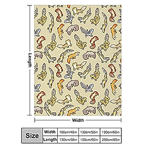 Hon-Lally Cartoon Cute Leopard Gecko Pattern Blanket Throw Warm Cozy Flannel Fleece Lightweight Plush for Living Room Bedroom Sofa Couch for Kids and Adults - 40inchx50inch White-style