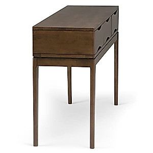 SIMPLIHOME Harper SOLID WOOD 54 inch Wide Mid Century Modern Console Sofa Entryway Table in Walnut Brown with Storage, 3 Drawers , for the Living Room, Entryway and Bedroom