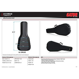 Gator Cases Deluxe ABS Molded Case for Dreadnought Style Acoustic Guitars (GC-DREAD),Black