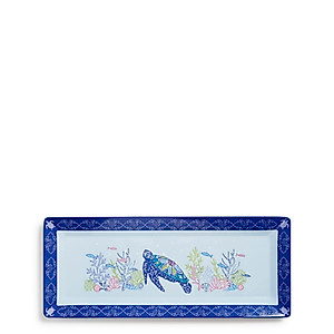 Vera Bradley Women's Indoor/Outdoor Melamine Serving Tray Plate, Turtle Dream, One Size