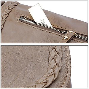 KKXIU Vintage Leather Flap Crossbody Bags for Women and Teen Girls Shoulder Purses (Khaki)