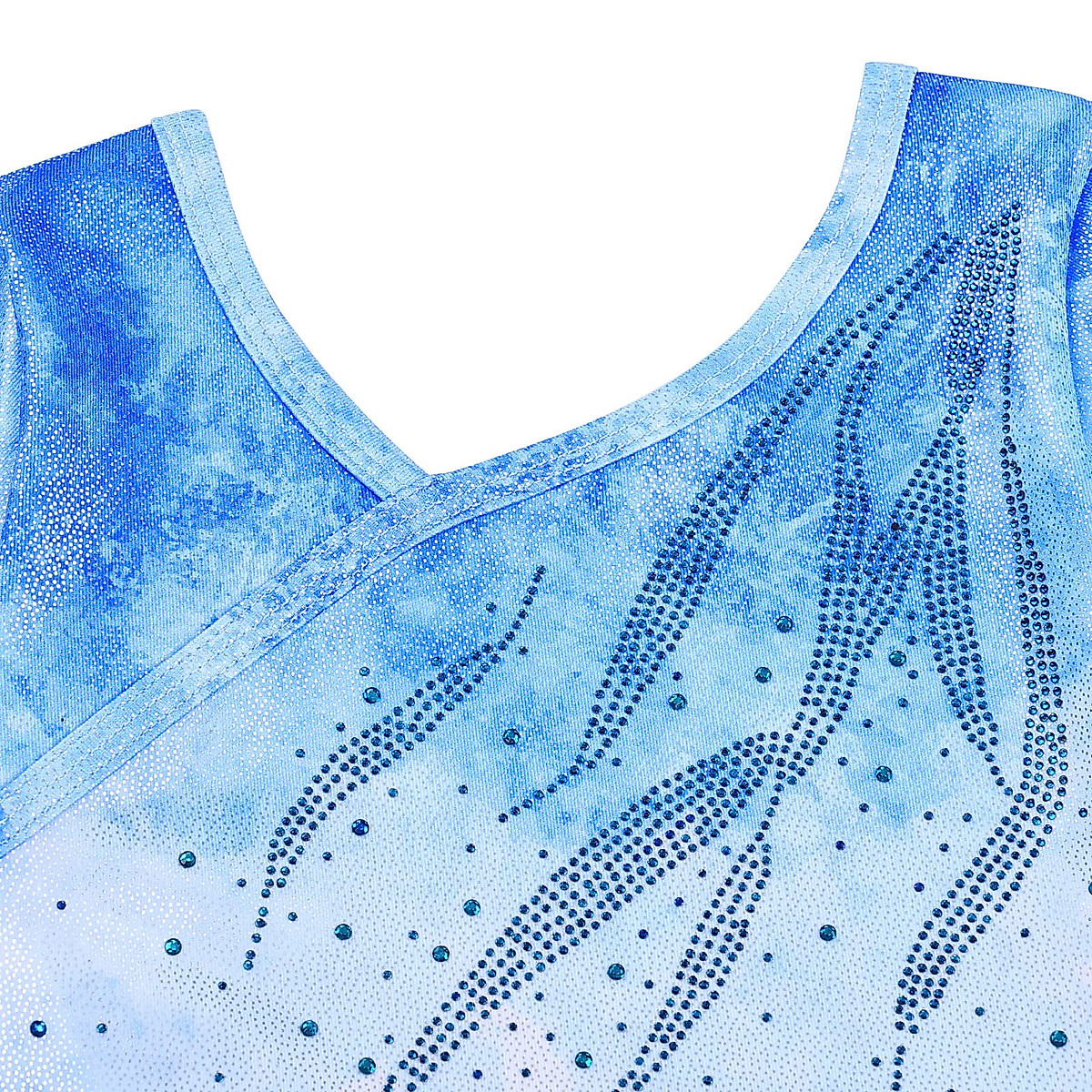 BAOHULU Leotard for Girls Gymnastics Toddler Tank Biketards Shorts Shiny Diamond Purple Kids Dancewear B217_WhiteBlue_130