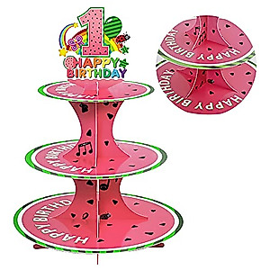 Watermelon Party Supplies Cupcake Stand, 1st First Coco Party Favors Cake Stand for Kids Birthday Party Decorations, Kid's Melon Birthday Baby Shower Party Supplies
