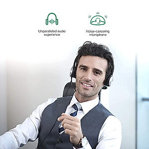 Yealink UH36 Professional Wired Headset - Telephone Headphones for Calls and Music, Noise Cancelling Headset with Mic for Computer PC Laptop（for Teams Optimized, Stereo,3.5mm Jack/USB Connection）