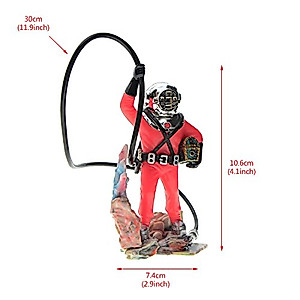Saim Diver with Hose Live Action Aerating, Air Action Aerating Decorations Diver Movement Live-Action for Aquarium Fish Tank Ornament - Rose Red
