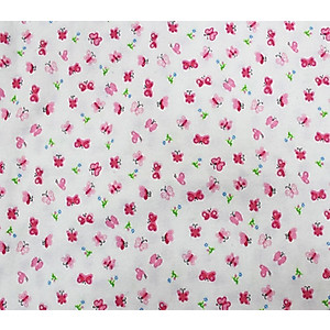 Cotton Flannel Fabric Butterfly Pink / 45" Wide/Sold by The Yard
