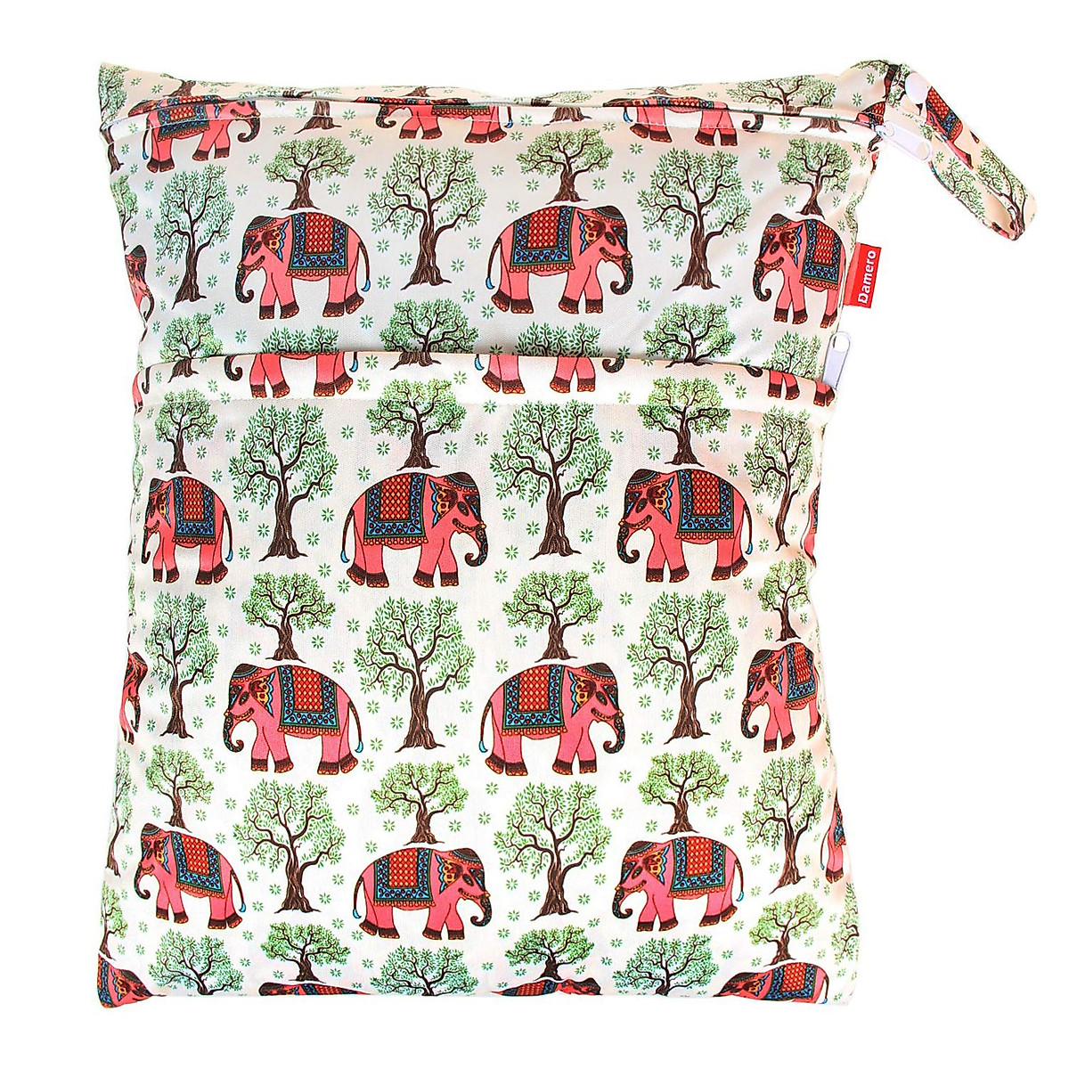 Damero 3pcs Pack Wet Dry Bag for Cloth Diapers Daycare Organizer Bag, Elephants