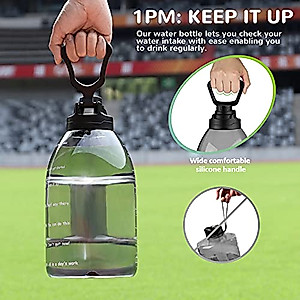 Diller bottle 1 Gallon Water Bottle with Time Marker, Large 128oz Water Bottle to Drink, Motivational Water Jug with handle for Gym Workout, BPA Free, Leak-Proof (Black)