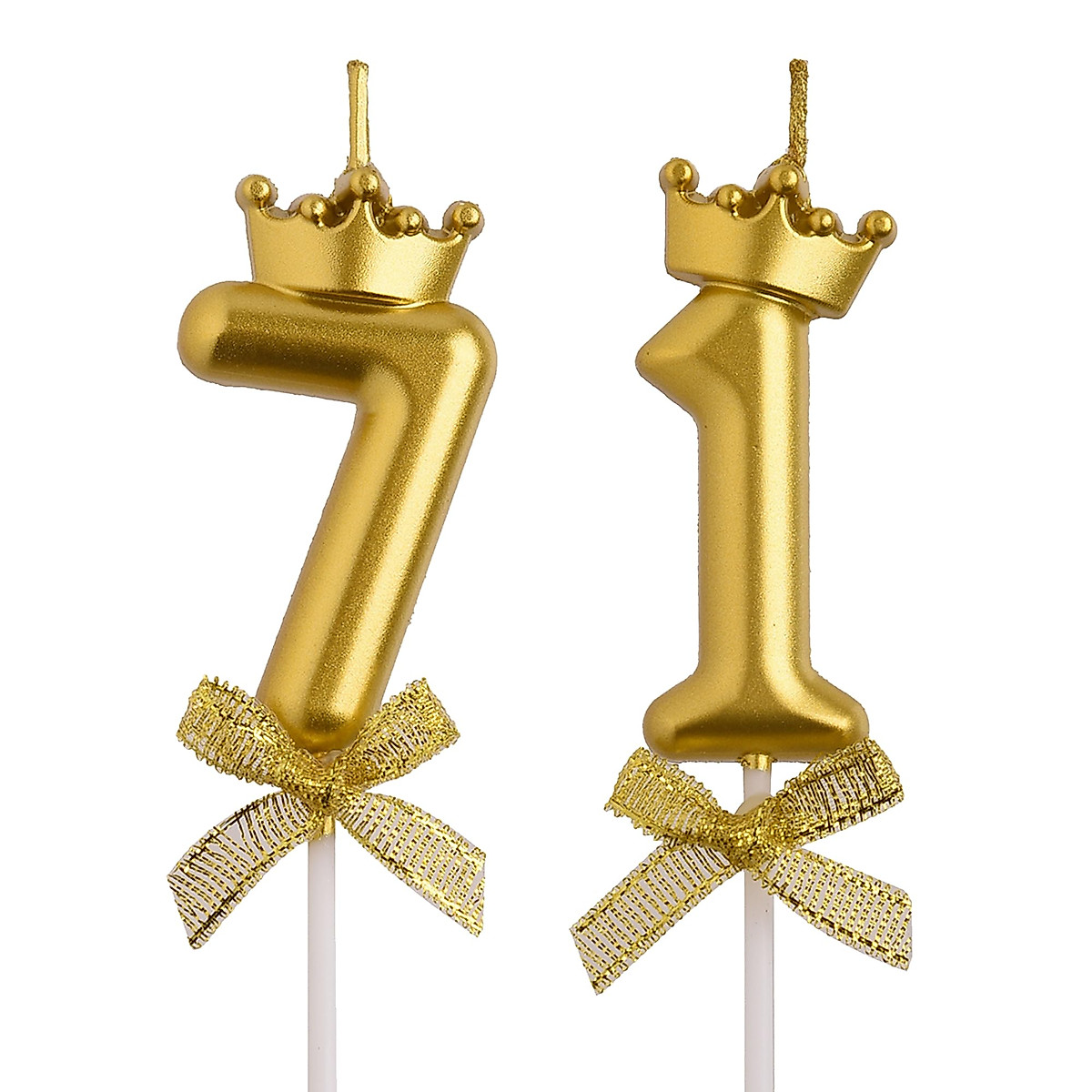 AOOLADA 71st Birthday Candles, Gold 71 Year Old Number Birthday Candles, Happy Birthday Cake Topper Gifts Party Decorations for Men Women