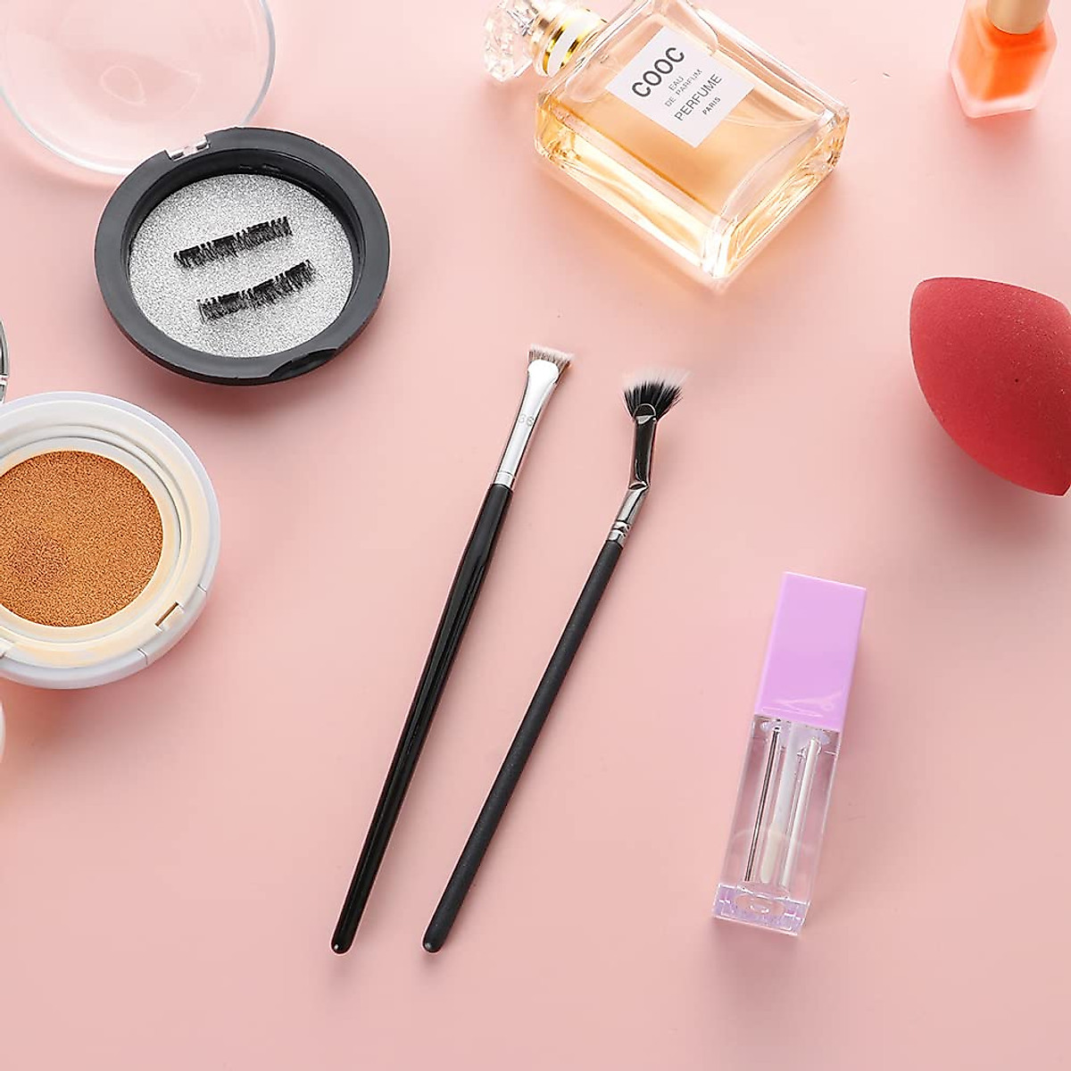 2 Pcs Mascara Fan Brush, Lash Wand Brush Fan for Natural Lifted Effects and Enhance Lower Lashes,Synthetic Fibre Smooth Application No Smearing Clumping, Easy to Use Mascara on Lash Line