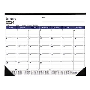 Blueline 2024 DuraGlobe Monthly Desk Pad Calendar, 12 Months, January to December, 22" x 17", English (C177227-24)