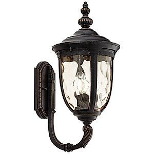 John Timberland Bellagio European Outdoor Wall Light Fixture Sconce Bronze Aluminum 21" Hammered Glass Decor for Exterior House Porch Patio Outside Deck Garage Yard Front Door Garden Home