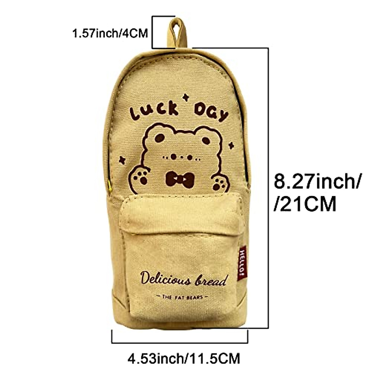 Cute Pencil Case Zipper Pouch Canvas Stitch Soft Fabric Big Capacity Bag With Compartments Little Bear Pattern Kwaii Office School Stationary Supplies for Kids Girls Boys Adults